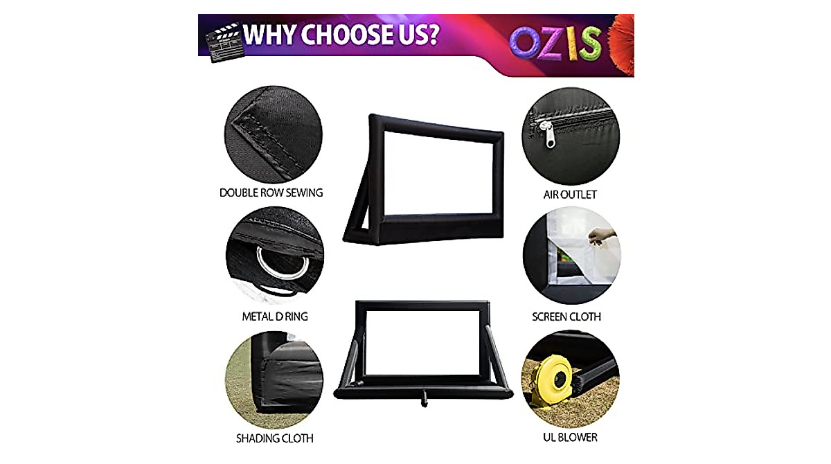 OZIS 16Ft Inflatable Outdoor Movie Screen | Backyard Cinema & Events