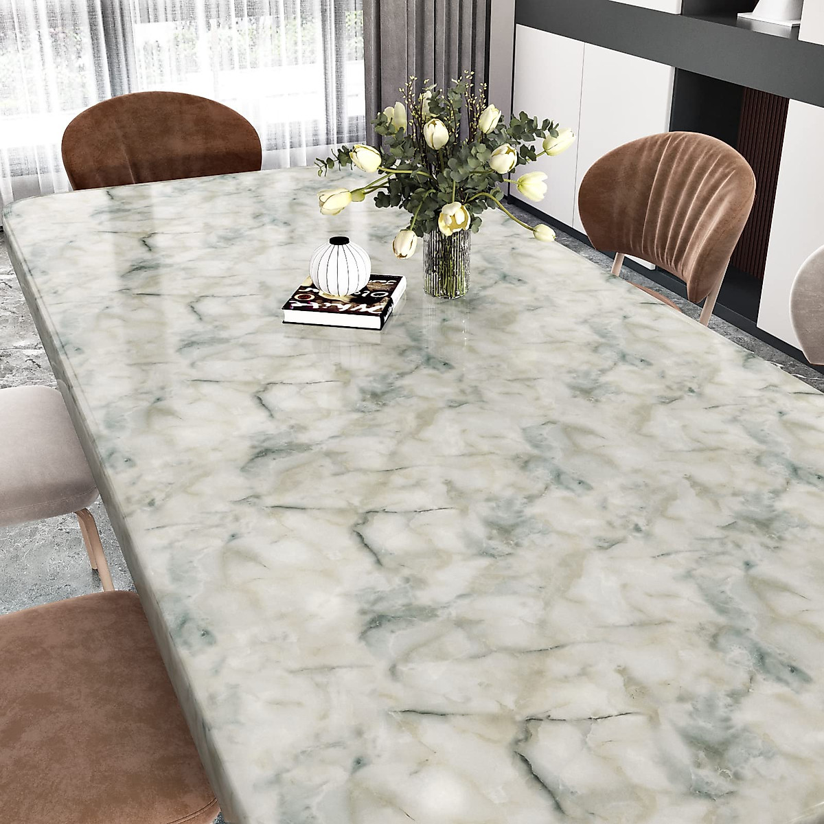 Gray Marble Contact Paper Peel and Stick Wallpaper Counter Top 24" x 118" Contact Paper for Countertops Waterproof Kitchen Backsplash Marble Wall Paper Vinyl Self Adhesive Contact Paper for Cabinets