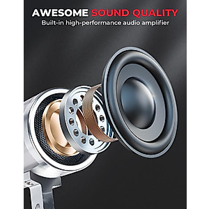 KEMIMOTO Motorcycle Speaker, ATV Motorcycle Stereo Speaker, Waterproof Motorcycle Radio Sound Bar 0.7-1 in, 60 Watts Max Built-in Amplifier, AUX in, USB, Bluetooth-Compatible, FM Radio, Silver