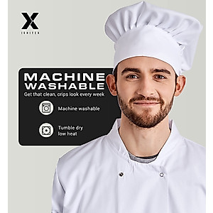Chef Hat for Men and Women - Cute Chef Hats for Adults, The Perfect Pizza Chef Hat, Mens Chef Hat White