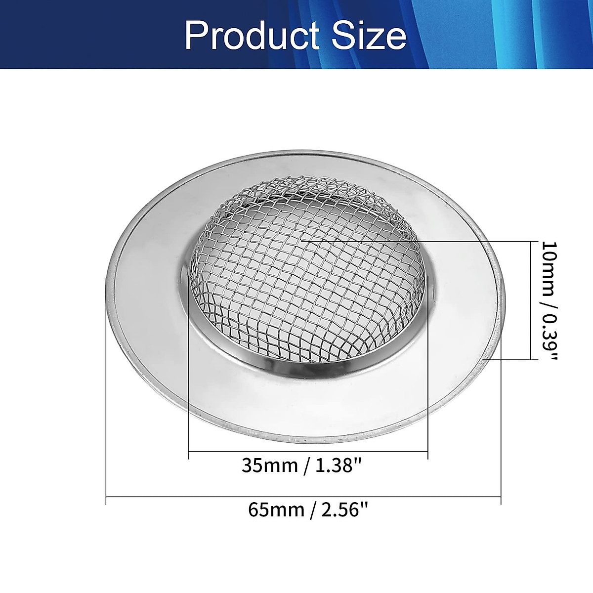 Juvielich Stainless Steel Sink Strainer-2.56" Diameter Rim Mesh Strainer Perfect for Kitchen Sink/Bathroom Bathtub Wash Basin Floor Drain Balcony Drain Hole Hair Catcher 4Pcs