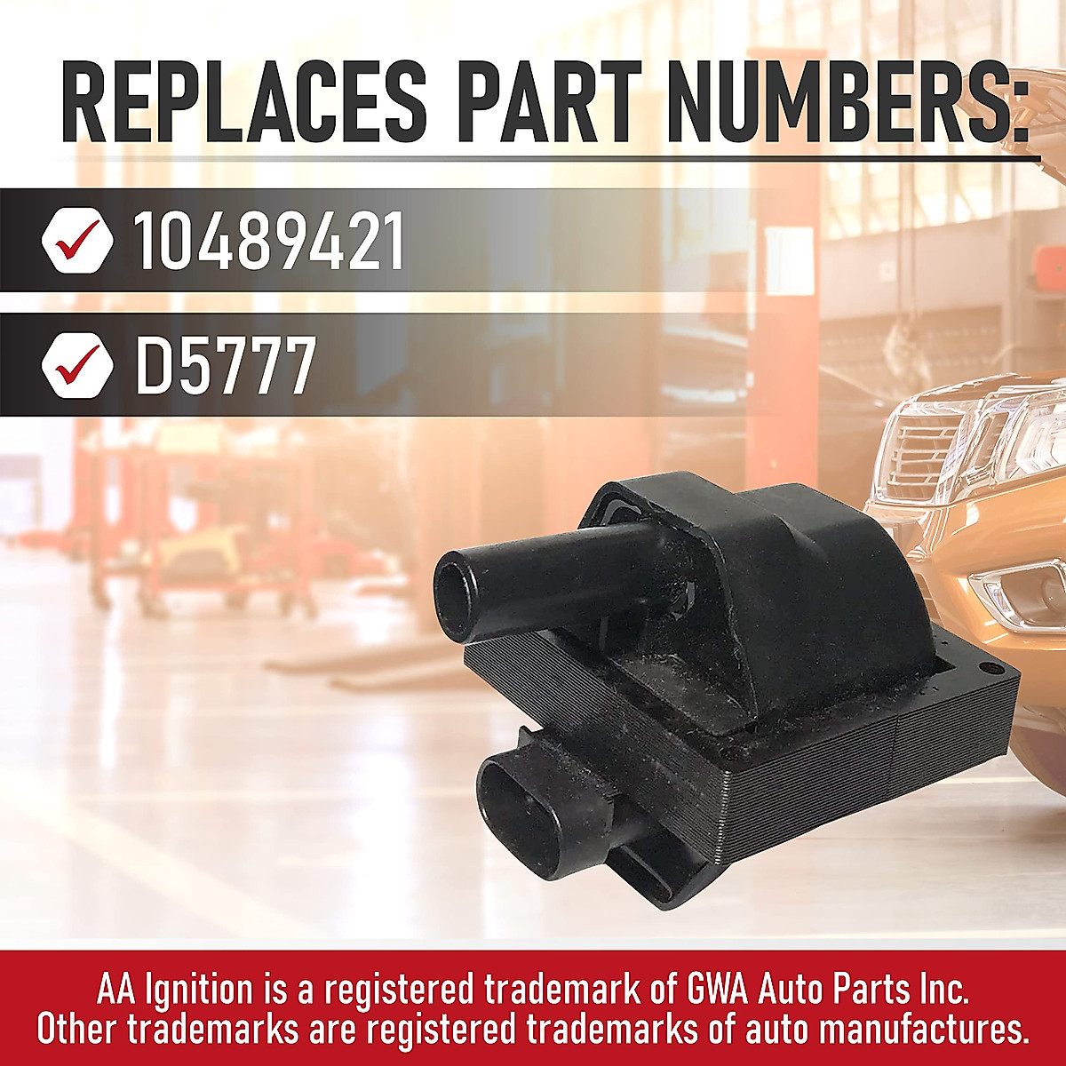 AA Ignition - Car Ignition Coil Pack - Replaces Parts 10489421 and D577 - Compatible with Chevy, GMC, Cadillac & Other GM Vehicles with V6 or V8 Engines