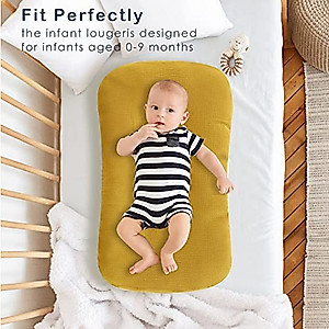 Muslin Baby Lounger Cover 4 Pcs, Soft Cotton Slipcover for Infant Padded Lounger Comfortable Lounger Pillow Case Newborn Floor Seat Cover for Babies Boys Girls (Pink & Gray & Blue & Ginger)