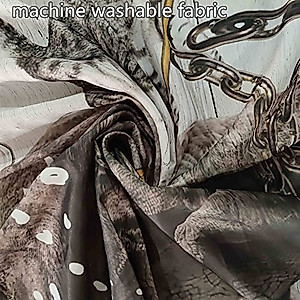 Boziqr Funny Cat Shower Curtain Set - Cute Cat Riding Dinosaur, Ocean Wave Bath Mat, Contour Mat, Toilet Lid Cover