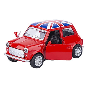 Die Cast Alloy Toy Car, 1:36 Pullback Toy Vehicle with Opening Doors, Vintage Classic Car Toys for Kids and Adults (Red)