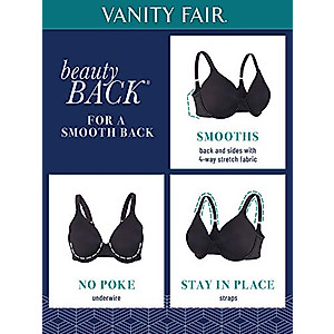 Vanity Fair Womens Full Figure Beauty Back Smoothing With Lace, 4-way Stretch Fabric, Lightly Lined Cups Up To Dd Bra, White, 40C US