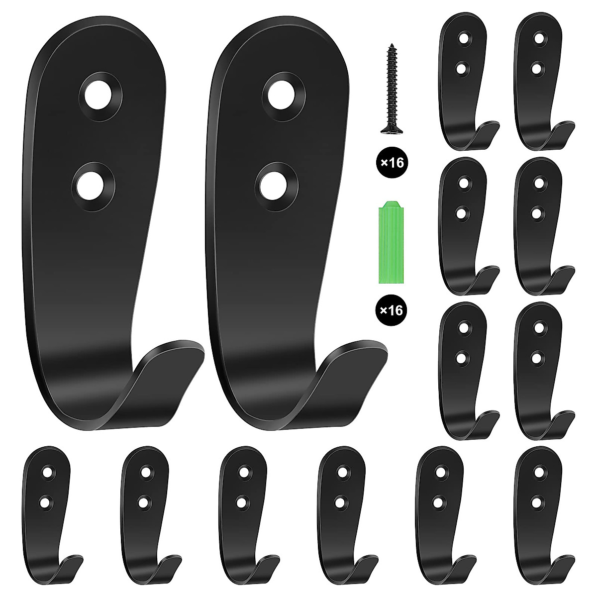 Diesisa Coat Hooks Wall Hook, Hooks for Hanging Coats Heavy Duty Wall Mount Hooks with Screws & Anchors, for Backpack/Wall/Outdoor Towel/Clothes/Bag - 8 Pack - Silver