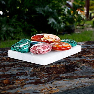 Om Zone Selenite Charging Plate for Cleansing Crystals & Healing Stones, Meditation, Reiki, Protection Crystals, Spiritual Gift (4, 6" Square)