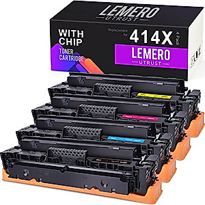 LEMERO UTRUST (with Chip) Remanufactured Toner Cartridge Replacement for HP 414X 414A W2020X W2021X W2022X W2023X use with HP Color Laserjet Pro M454dw M454dn MFP M479fdw (Black Cyan Magenta Yellow)