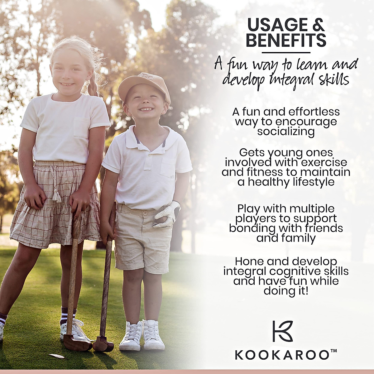 KOOKAROO Toddler Golf Set Ages 3-5 - Kids Golf Clubs 3-5 - Kids Golf Set - Golf Set for Kids 4-8 - Baby Golf Toy - 2 Year Old Golf Set - Toddler Golf Clubs Age 2 - Mini Golf Set - Baby Golf Clubs