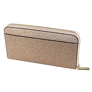 Kate Spade female shimmy glitter boxed large continental wallet rose gold