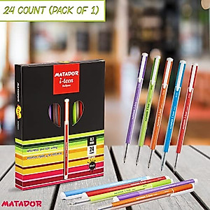 Matador i-teen Ballpen, Fine-Point (0.7 mm), Black Ink, A Trendy Elegant and Enchanting Design, Delivers Strong and Vivid Lines, 24 Counts