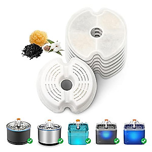 NautyPaws Cat Water Fountain Filters, 8 Packs Replacement Carbon Filters for Automatic Pet Water Fountain, Stainless Steel Cat Water Fountain