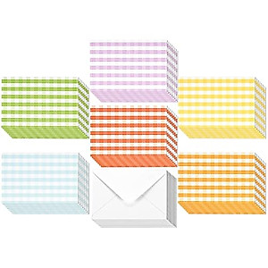 48 Pack All Occasion Greeting Cards Bulk – Colorful Picnic Blanket Pattern Gingham Designs - Note Cards Boxed Set With White Envelopes - Blank on the Inside - 4 x 6 Inches
