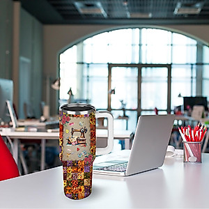 CGMIBAS 40oz Sewing Tumbler with Lid and Straw, Quilting Crochet Lover Gifts for Women Mom Grandma Sewing Cup, Quilting Tumblers for Quilters, Quilting Sewing Coffee Mug, Sewing Lovers Birthday Gifts