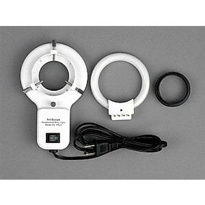 AmScope SM-6TZ-FRL-5M Digital Professional Trinocular Stereo Zoom Microscope, WH10x Eyepieces, 3.5X-90X Magnification, 0.7X-4.5X Zoom Objective, 8W Fluorescent Ring Light, Clamping Articulating Arm Stand, 110V-120V, Includes 0.5X and 2.0X Barlow Lenses an