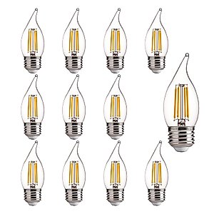 ALAMPEVER E26 LED Bulb 60W,Chandelier Light Bulbs 2700K Soft White,CA11 Candelabra LED Bulbs,450LM (12)