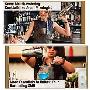 Boston Shaker Cocktail Set Bartender Kit, 12 Pcs Drink Shaker with Strainer Bartending Martini Shaker Tin with 18oz & 28oz Mixed Alcohol Shaker Professional Stainless Steel Bar Tool for Beginner