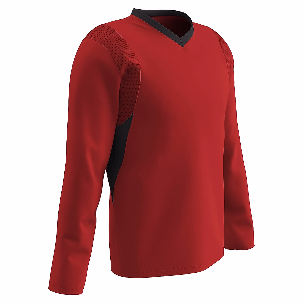 Champro Men's Standard Key Shooter Active Jersey Polyester Basketball Warmup Shirt, Scarlet, Black Inset, Adult Small