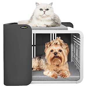 Mirapet Pet Penthouse - Premium Pet Condo for Superior Comfort - Stylish Design -Convenient & Cozy for Indoor/Outdoor Pets - Durable & Safe Pet Beds with Ventilation (Med Gray/Dark Gray, Penthouse)