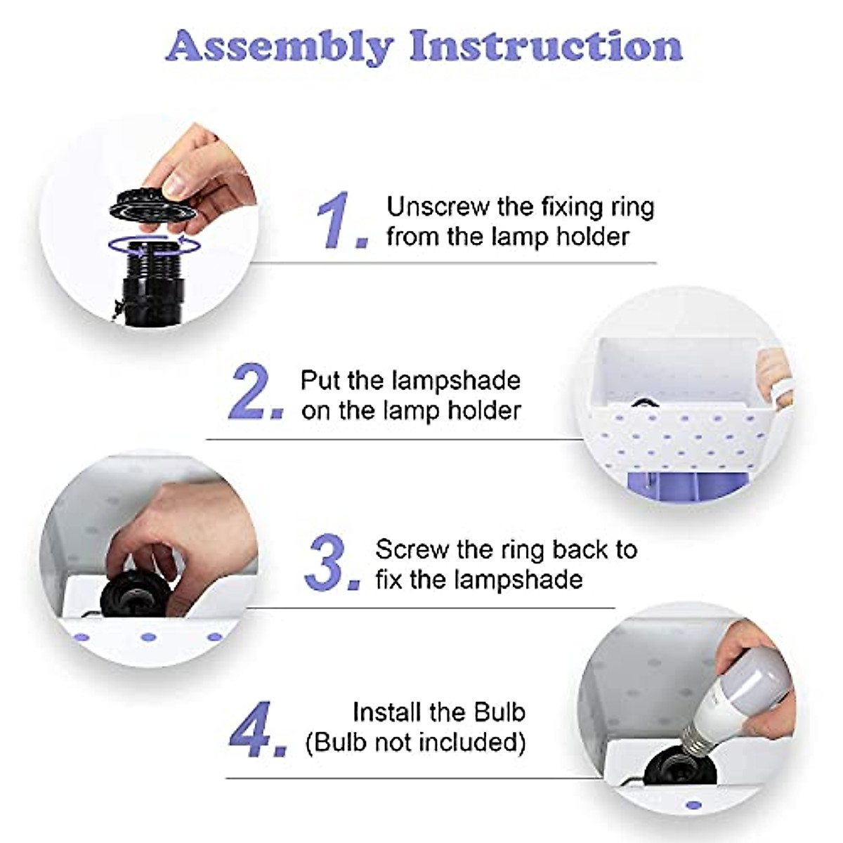 KAYBELE Kids Lamp for Bedrooms, Bedside USB Table Lamps, Purple Nightstand with Storage Base, Small Desk Lamp for Room Decor, Rotatable Lampshade(Without Bulb)