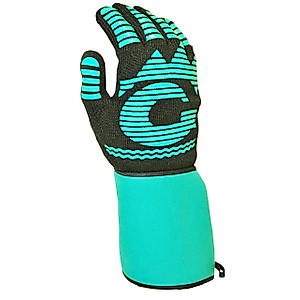 G & F 1685 1 Piece Heat Resistant BBQ Grilling Cooking Glove Mitt with Easy Slip on and off cuff, extra long and wide