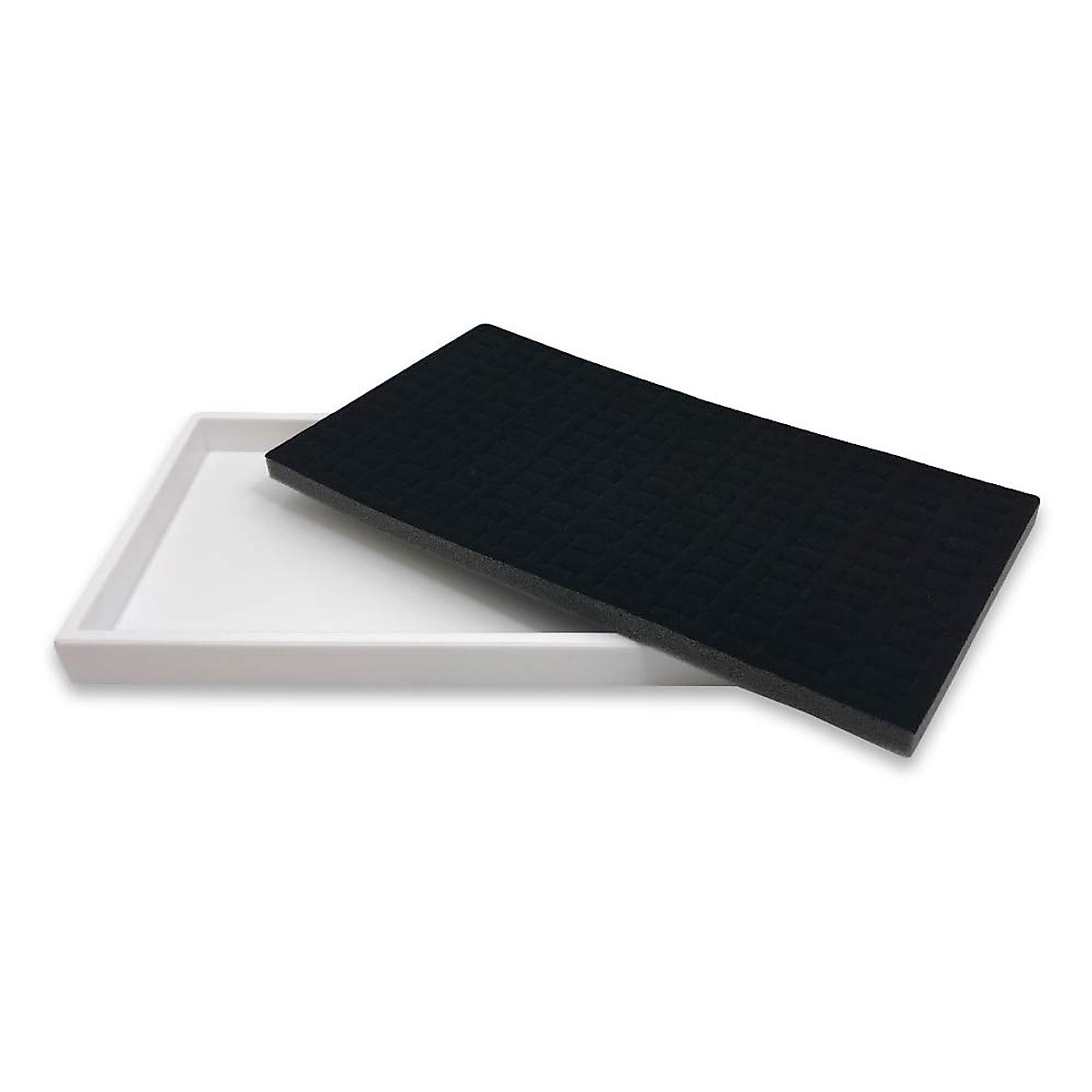 144 Foam Insert Ring Display Tray (White Tray, Black Foam) - 3 Pack (14 ¾” x 8 ¼” x 1”) – Merchandising/ Jewelry Display/ Organizer/ Multi Purpose Tray