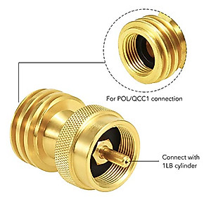 Joywayus Solid Brass Saver Adapter 1 LB Round Propane Adapter Converter Universal Small Bottle for Gas Grill and Propane Tree - 1''-20 Male Throwaway Cylinder Thread