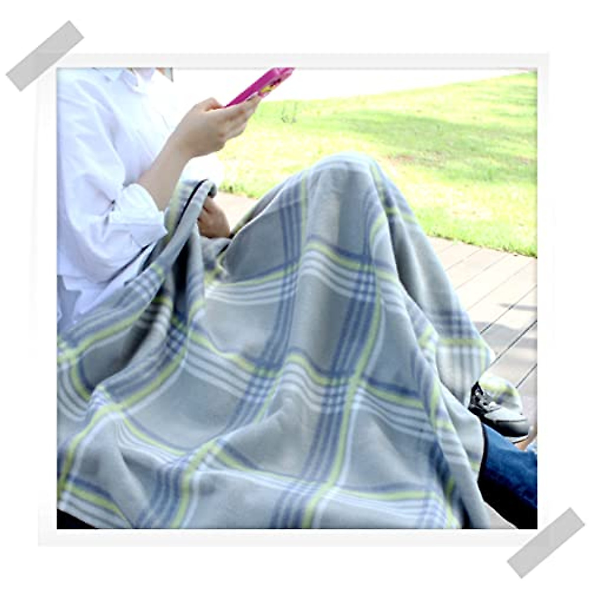 forestfish Portable Travel Blanket Airplane Compact with Bag, Fleece Throw Blanket Cozy Soft for Camping Train 60" x 40", Plaid