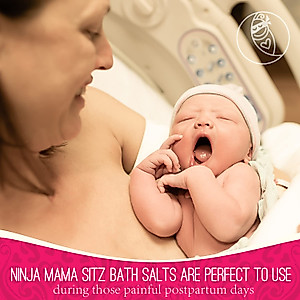 Ninja Mama Sitz Bath Soak Postpartum Relief After Birth Tears and Hemorrhoids. All Natural Dead Sea and Epsom Salts Blend with Essential Oils.Post Partum. 10 oz Pack for 10 Over The Toilet Sitz Baths