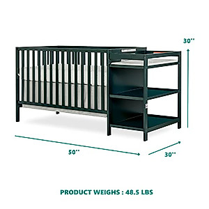 Dream On Me Synergy Convertible Crib and Changer in Olive with Detachable Changing Table, JPMA Certified, 1” Changing pad