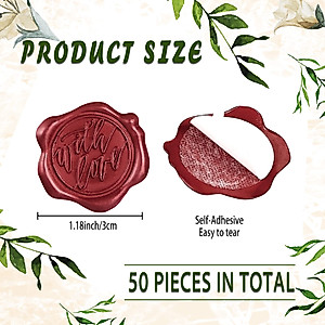50 Pieces 3D Envelope Seal Stickers Self Adhesive Wedding Envelope Stickers Wax Seal Stickers for Wedding Invitation with Blessings for Birthday Party Presents Supplies, Invitations Greeting Cards