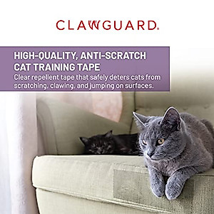 CLAWGUARD Cat Repellant Tape 20 Pre-Cut Strips - Cat Scratch Furniture Protector - Cat Deterrent Tape - Cat Anti Scratch Shields - Cat Scratch Sofa Protection - Sofa Drapes Screens and More