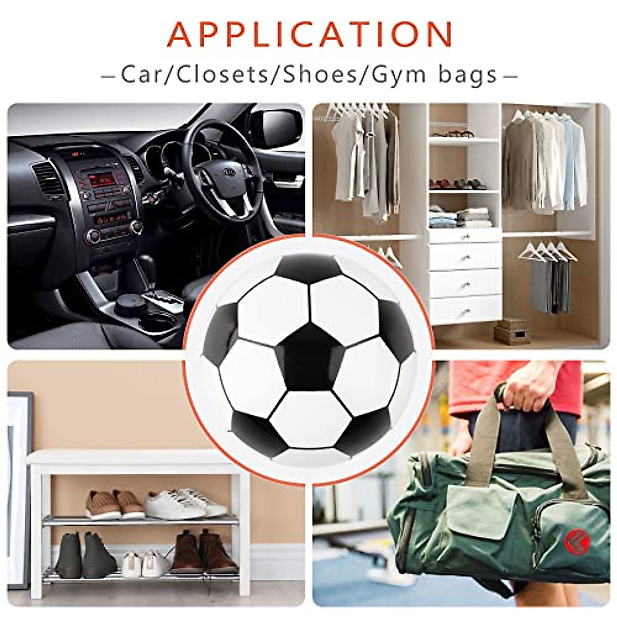 Knixmax Sneaker Deodorizer Balls, Shoes Gym Bags Lockers Car Air Fresheners, Sneaker Odor Eater Balls Shoe Deodorizers 6 Packs Cologne Soccer Basketball Baseball