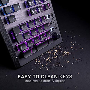 ROCCAT Vulcan 100 AIMO Mechanical PC Gaming Keyboard, RGB Lighting, Silent, Per Key LED Illumination, Brown Switches, Aluminum Top Plate, Silver