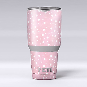 Design Skinz The Pink Watercolor Surface with White Polka Dots - Skin Decal Vinyl Wrap Kit compatible with the Yeti Rambler Cooler Tumbler Cups