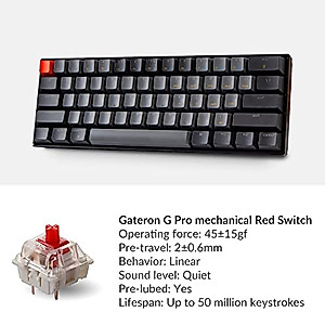 Keychron K12 60% Layout Bluetooth Wireless/USB Wired Mechanical Keyboard for Mac with Gateron G Pro Red Switch White LED Backlit N-Key Rollover, Compact 61 Keys Computer Gaming Keyboard for Windows