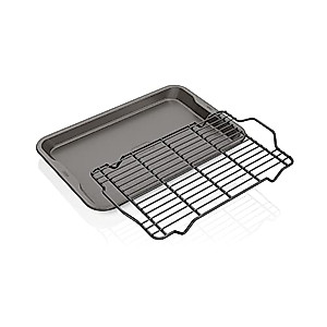 Ninja B32102 Foodi NeverStick Premium 2-Piece Bakeware Sheet Set, Nonstick, Oven Safe up to 500⁰F, with 10 x 15 inch Baking Sheet & 10 x 15 inch Cooling/Roasting Rack, Dishwasher Safe, Grey