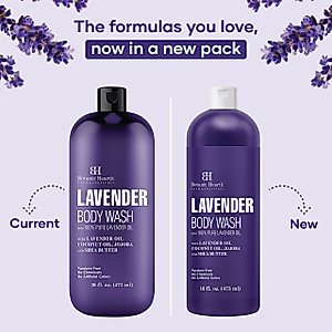 Botanic Hearth Lavender Body Wash with Peppermint Oil - for Women & Men and Shower Gel - Fights Acne, Soothes Eczema and Dry Irritated Skin, Sulfate and Paraben Free - 16 fl oz