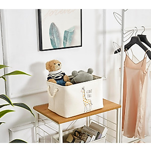 DECOMOMO Storage Baskets for Shelves 25.5L Canvas Storage Bin for Baby Laundry, Kids Toys, Nursery- Closet Storage Bins for Shelves (Lion, Zebra, Giraffe – 3 Pack / Large)