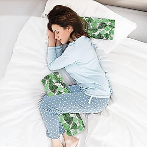 Vnurnrn Tropical Leaves Neck Support Pillow Round Neck Roll Bolster Cylinder Pillow Cervical Pillows Round Neck Pillow for Leg Knee Back Head Support for Work Women Men Traveling Headrest