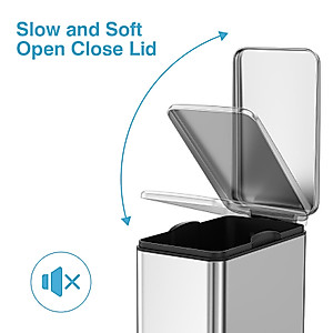 BETHEBEST Bathroom Trash Can with Lid，2.6 Gallon Stainless Steel Trash Can with Removable Wastebasket for Bedrom,Office(Silver)