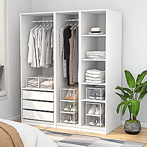 FUNLAX Shoe Boxes Clear Plastic Stackable, 8 Pack Clear Shoe Boxes Stackable Transparent, Shoe Storage Boxes, Plastic Shoe Boxes with Lids, Shoe Box Storage Containers