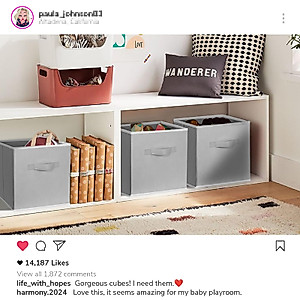 Criusia Storage Cubes, 11 Inch Cube Storage Bins for Shelves (10 Pack), Fabric Collapsible Storage Bins with Dual Handles, Foldable Cube Baskets for Clothes, Closet Organizers and Storage Box (Grey)