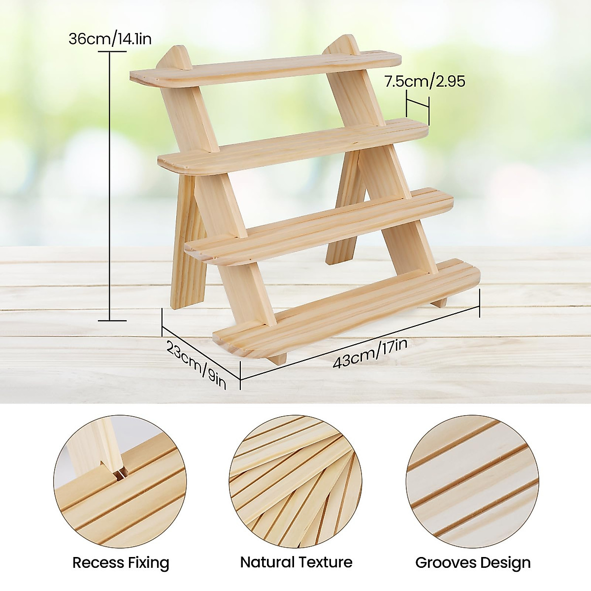 Wooden Cupcake Display Stand, Wood Rustic Risers 4 Tiers for Display Ideal Craft Funko Pop Shelves, Table Display Stand for Vendors, Earring & Ring Holder Stands, Outdoor Plant Stand Indoor-Natural