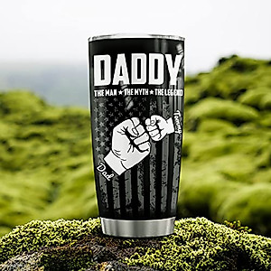 wowcugi Dad Tumbler Personalized Dad Gifts From Daughter Son Man Myth Legend American Flag Tumblers Stainless Steel Coffee Travel Mug 20oz 30oz Birthday Christmas Cup Gift For Men Dads Daddy…