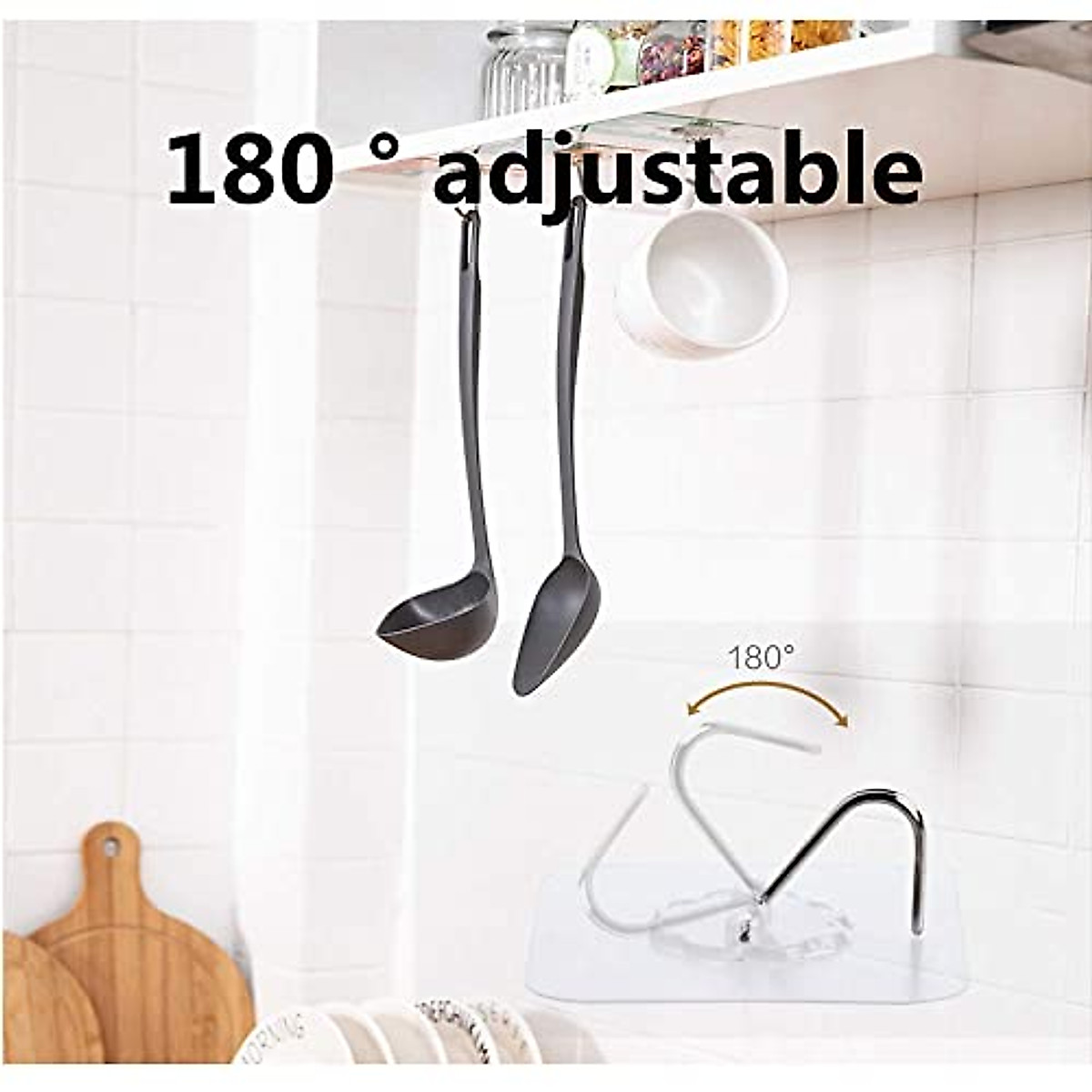 YAWALL 10 Pack Wall Hooks for Hanging 44lb(Max), Transparent Reusable Seamless Heavy Duty Hooks, Waterproof and Oilproof, Bathroom Kitchen Self Adhesive Hooks