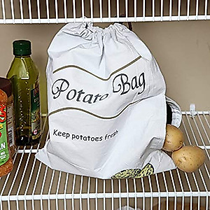 Reusable Produce Storage Bags,2 Pack Vegetable Bags Potato Onion Storage Keeper Holder Bags Muslin Veggie Bags,Large 10" X 16"