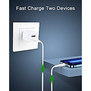 Apple Charger Kits for iPhone 14 Pro Max 14Pro 14 Plus 13Pro 13 12 11 SE 10 XR X XS 8 7 6 6s Plus, Dual USB Charger Block with USB to Lightning Cable, 2.1amp travel wall plug adapter+USB lighting cord