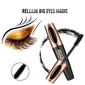 3 Pack HuaQing 5D Voluminous Fiber Mascara,Black Volume and Length Waterproof Smudge-proof Natural No Clumping Smudging Lasting All Day